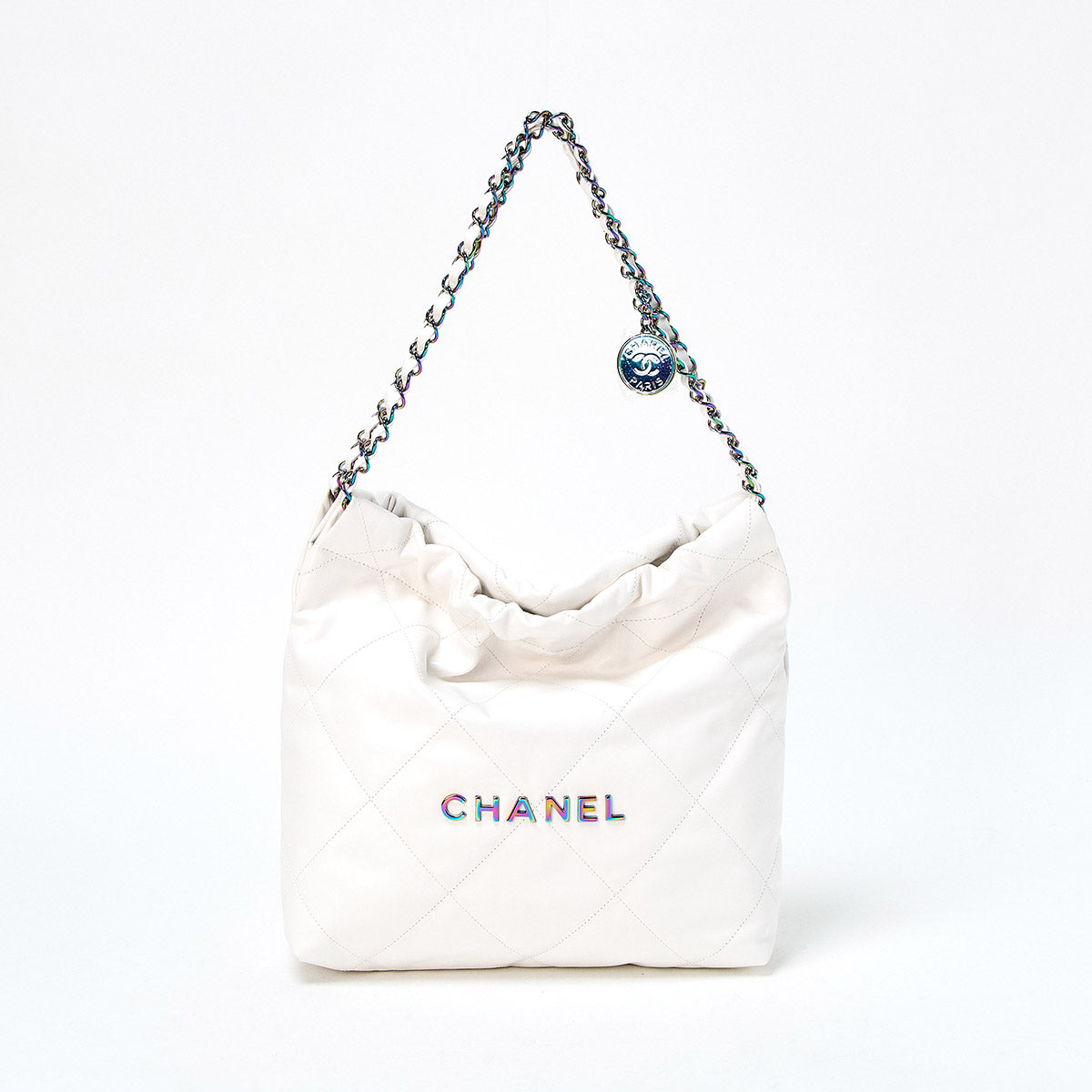 CHANEL Chanel 22 Small 2021 Shoulder Bag White Rainbow Calf Skin Auth – MixTHINKS